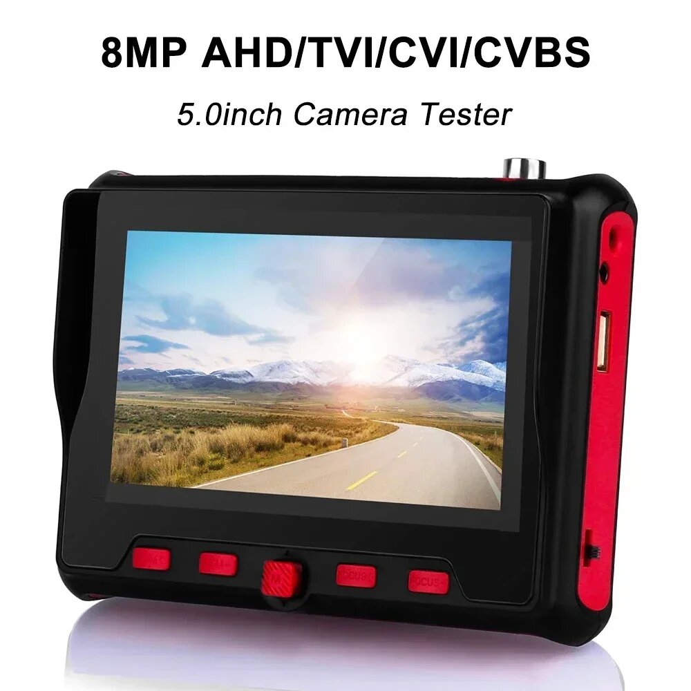 5-дюймовый тестер видеонаблюдения 8MP AHD TVI CVI CVBS Поддержка входа VGA и HDMI Аналоговые тестеры Cftv Монитор видеонаблюдения Тестер видеокамеры