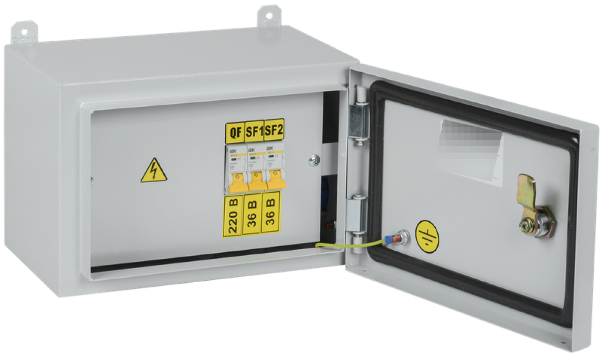 Ящик силовой IEK / ИЭК ЯТП-0.25 230/36-3 УХЛ2 с понижающим трансформатором, в металлическом корпусе, серый, 300×190×210мм, 50Гц, 2/7А, IP54 / электрика