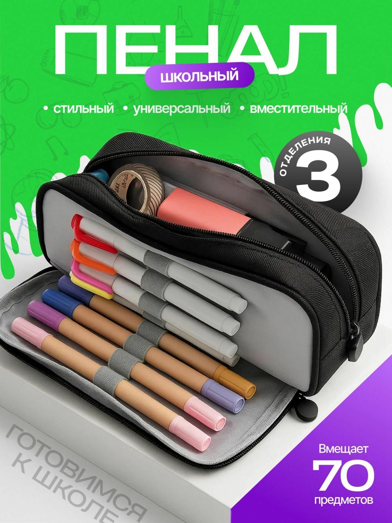 Мультифункциональный карманный органайзер с детскими мультяшными персонажами для школы