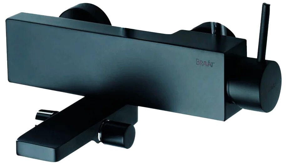 Смеситель для ванны с душем Bravat Arc F66061K-01A-ENG настенный, однорычажный, черный, матовый, латунный, без лейки, с керамическим картриджем
