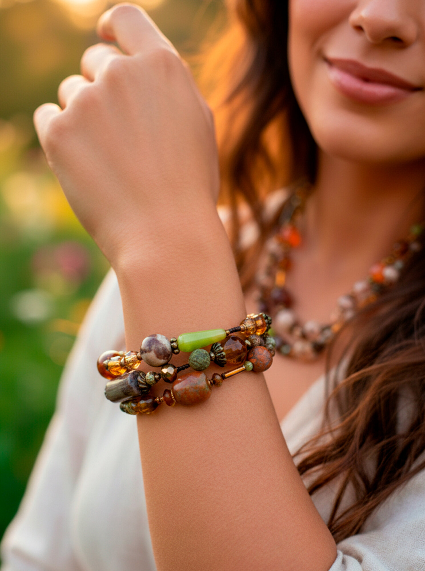 Браслет Diana Savitskaya, шунгит, яшма