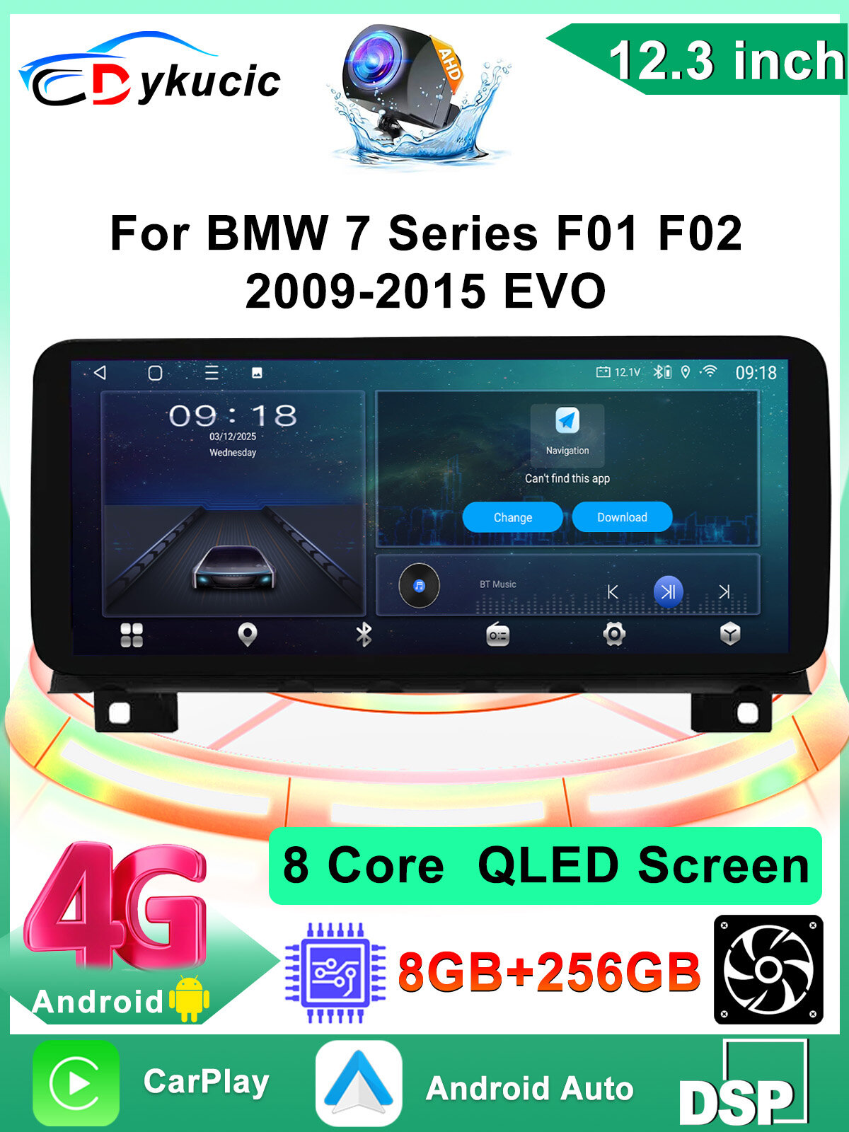 Магнитола для BMW 7 Series F01 F02 2009-2015 EVO,8 ядерный процессор, Carplay, автозвук DSP, Wifi, 4G