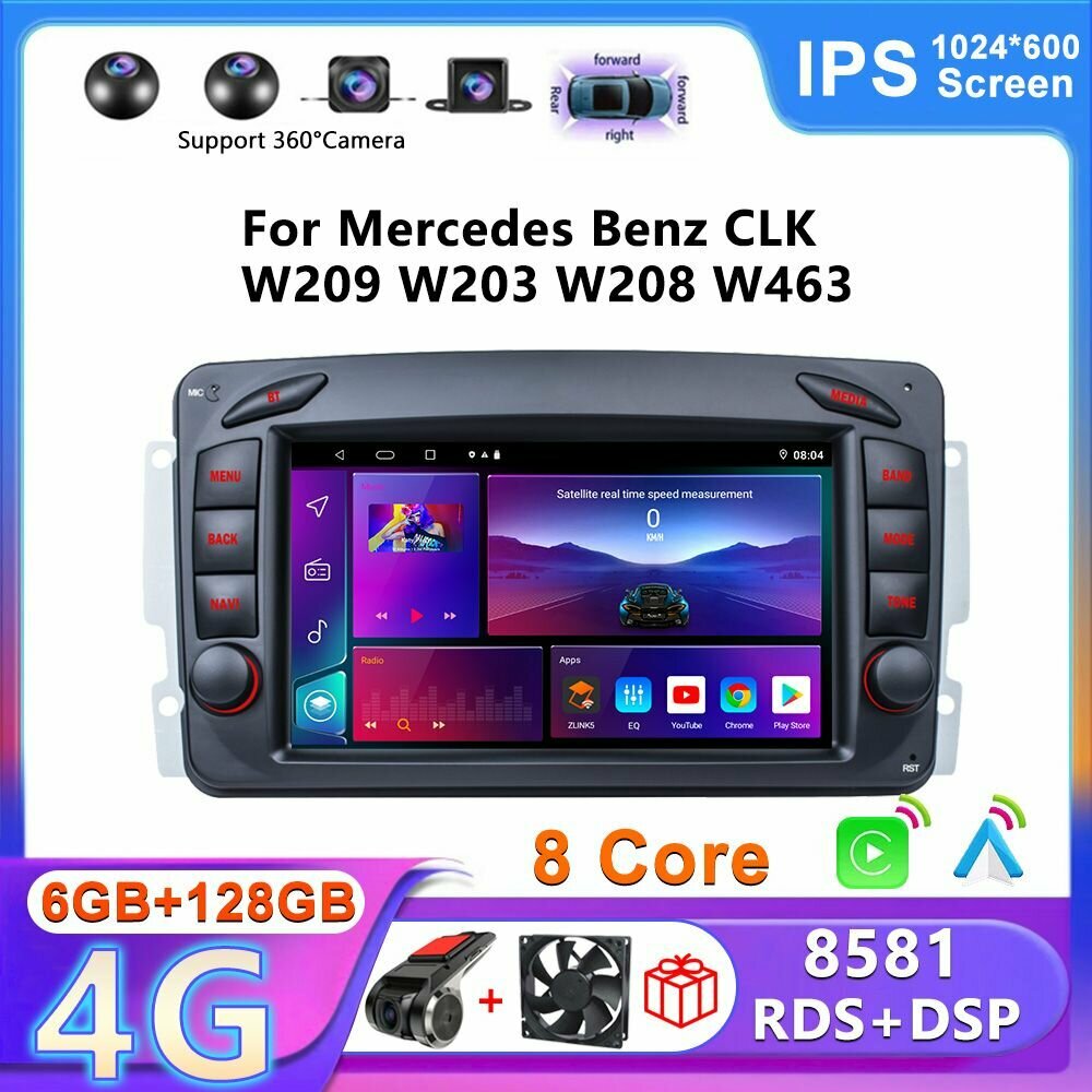 Модель For Benz W209 Android GPS навигационным мультимедийным плеером Автомобильное радио Carplay / Android Auto BT WIFI