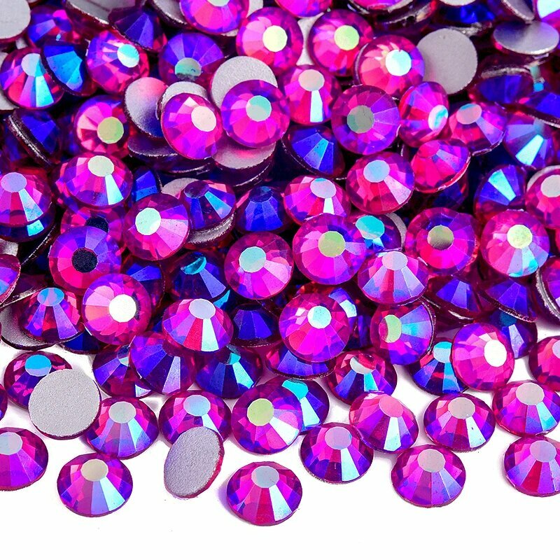 Bobohoo стеклянные стразы SS3-SS34 красные для декора Фиолетовый, SS30---288pcs, Fuchsia AB