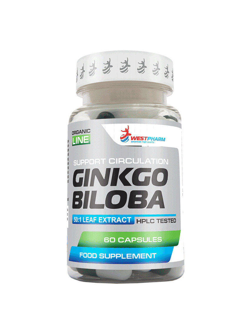 WestPharm Ginkgo Biloba / Гингко Билоба / Добавка для памяти и работы мозга / 60 капсул