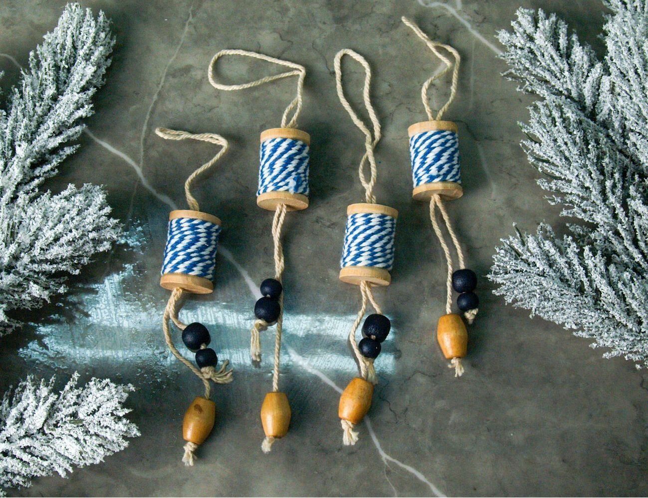 Набор ёлочных игрушек катушки удачи, дерево, 19 см, 4 шт, Koopman International DH9842910