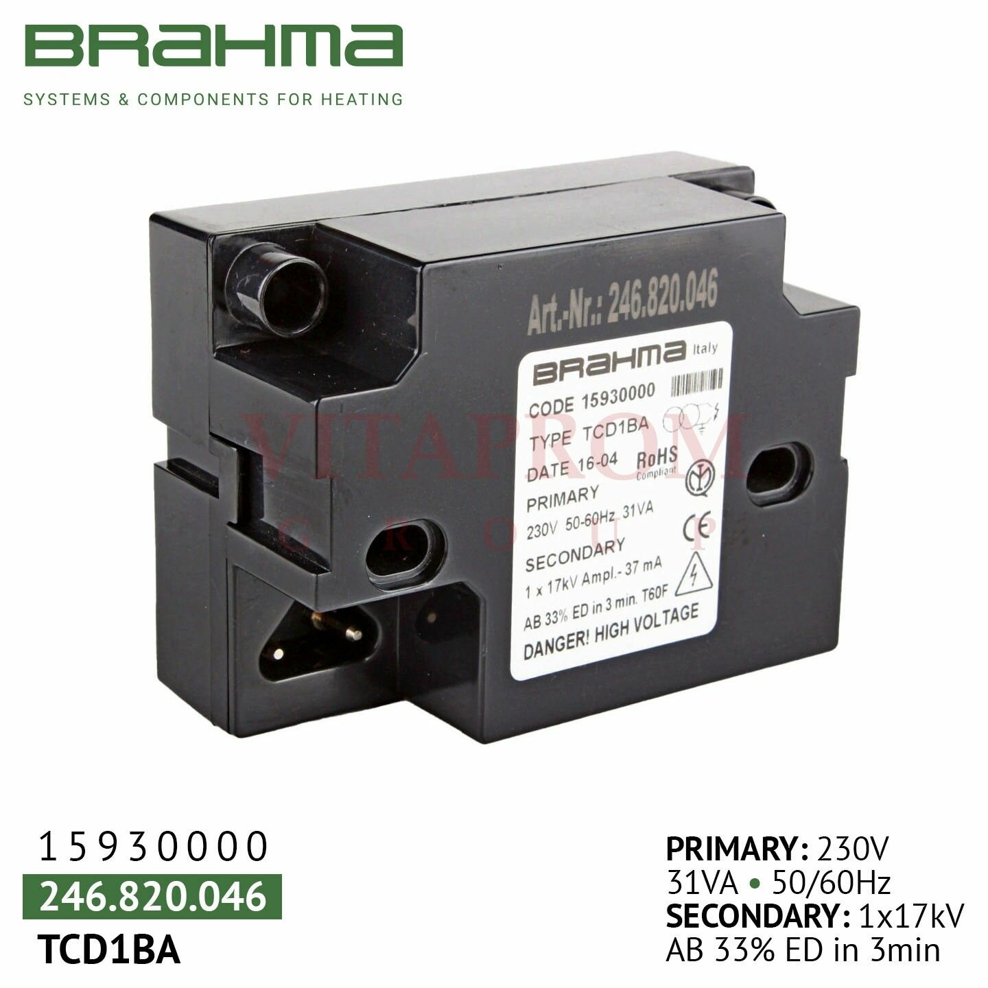 Трансформатор Brahma TCD1BA, 15930000 — фото 1