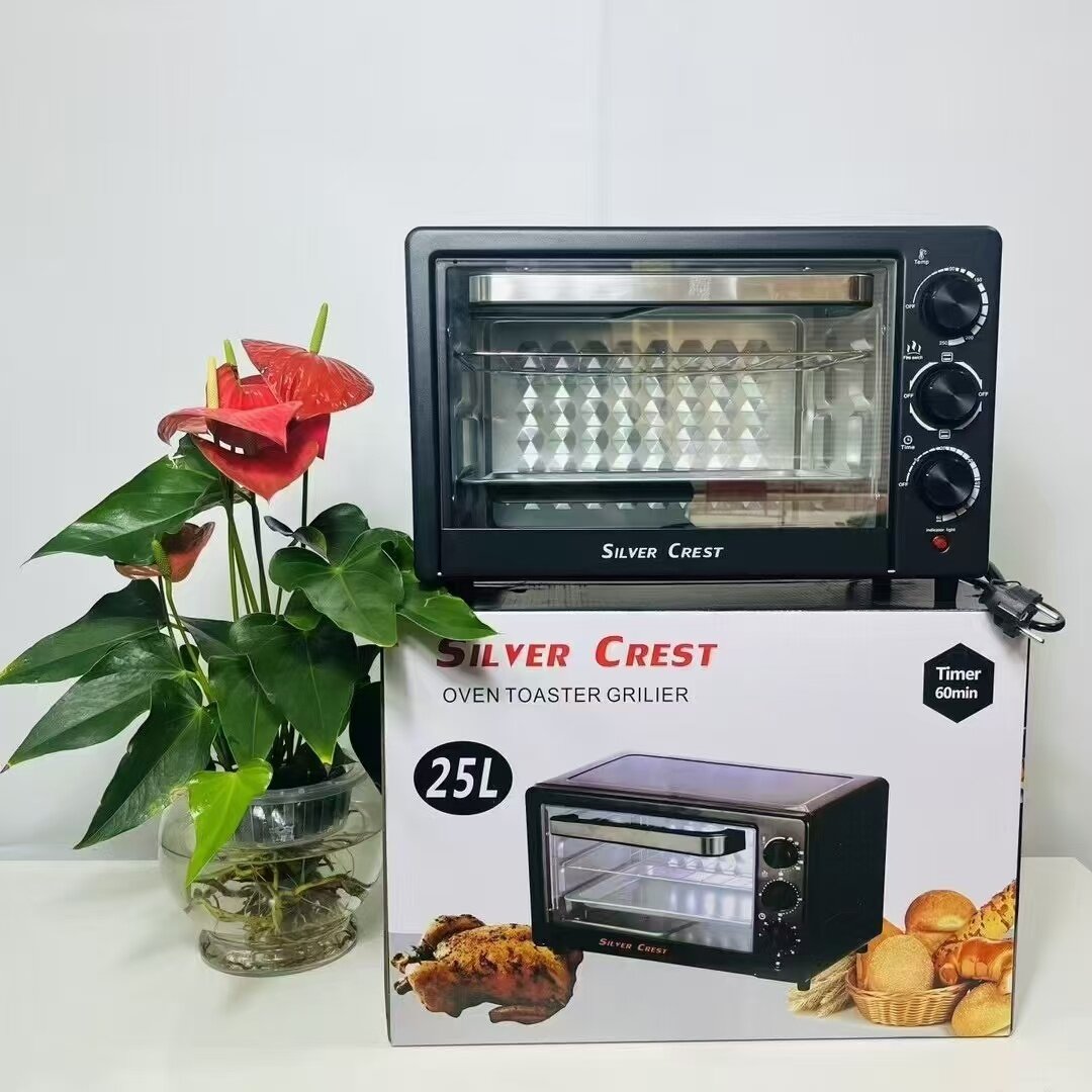 Мини печь 25л с шашлычницей, вертелом и корзиной для фри Pioneer , цветной дисплей, конвекция, антипригарное покрытие, двойное стекло, книга рецептов,1800 Вт