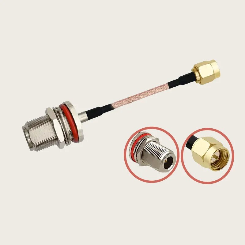 RG142 кабель N female bulkhead to SMA male 0.1m