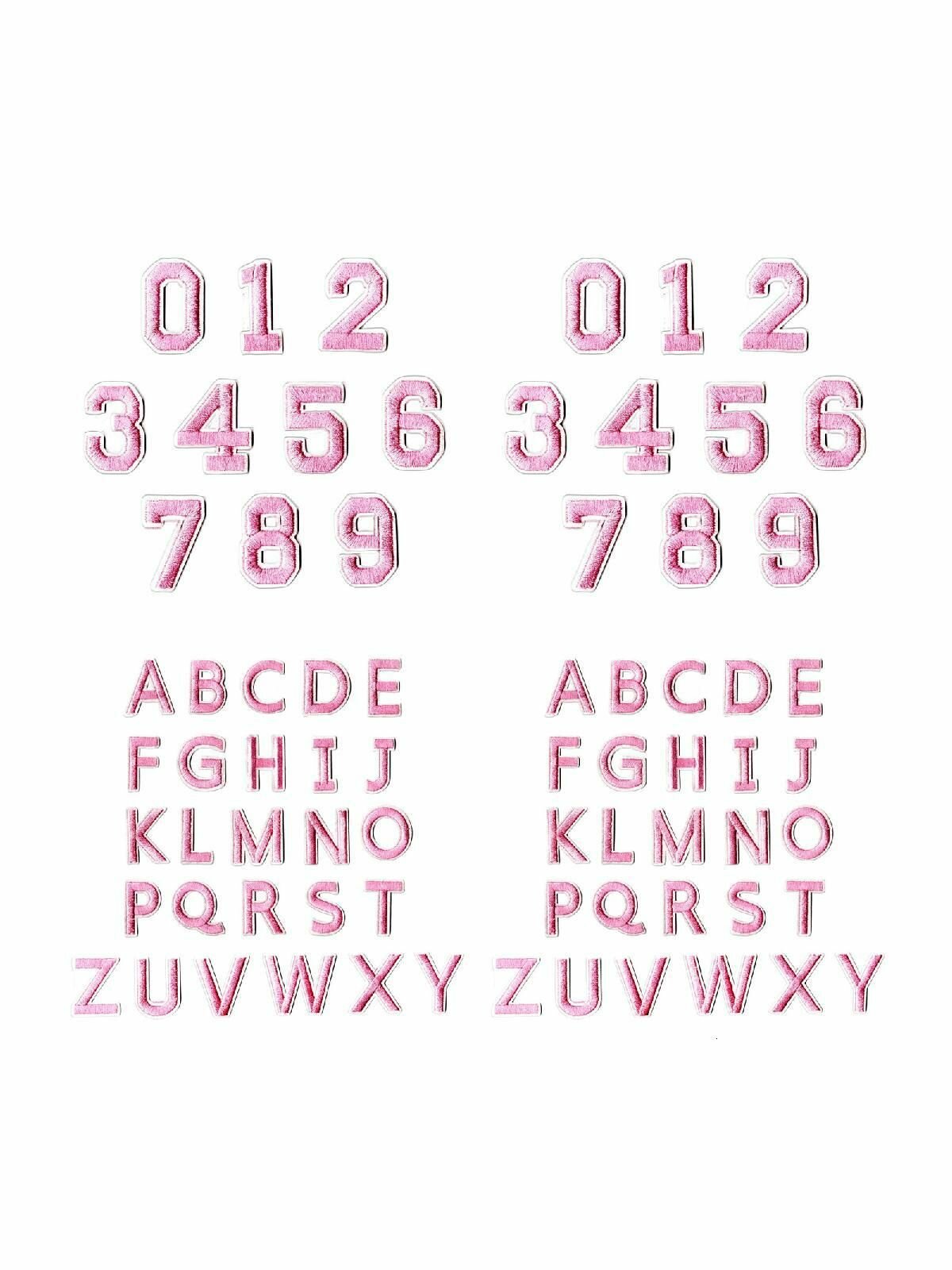 Набор вышитых букв и цифр для ткани, Розовый