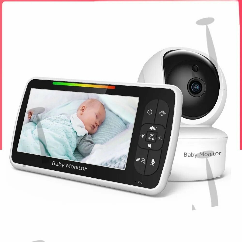 Беспроводная поворотная видеоняня Baby Monitor VB801 SM650 VB603 VB605 с двусторонней связью / цветной экран / радионяня с колыбельными мелодиями и режимом ночного виденияOU