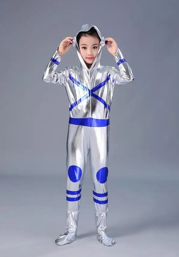 Детский костюм робот/космонавт Kakegurui, спандекс М, Silver Long sleeve