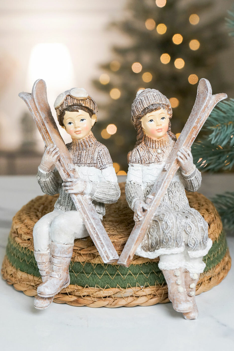 Набор декоративных фигур зимние радости: скорее на лыжню, полистоун, 20 см, 2 шт, Goodwill MC38072-набор