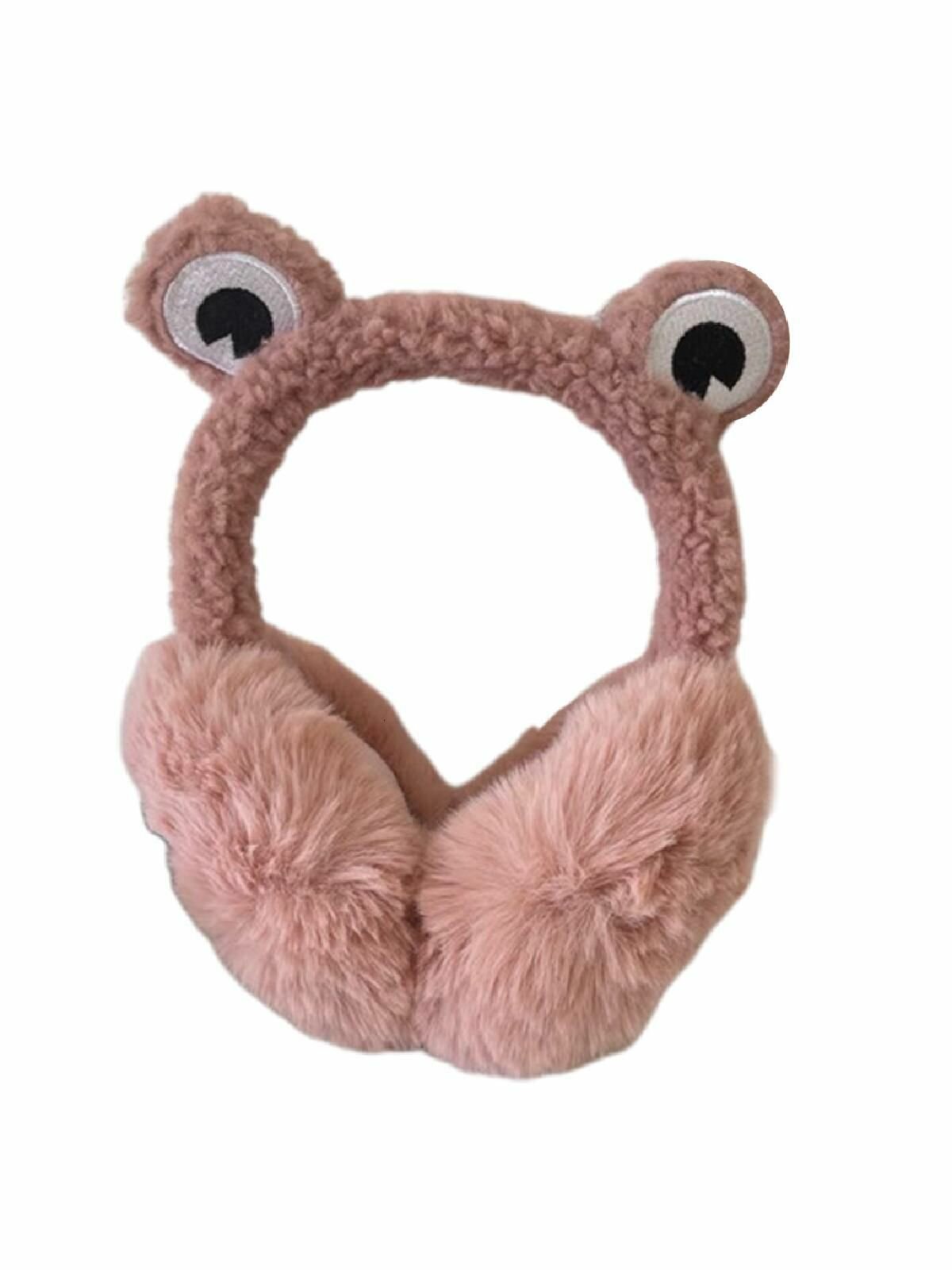 Наушники меховые, Зимние плюшевые наушники frog с защитой ушей _темно_розовый