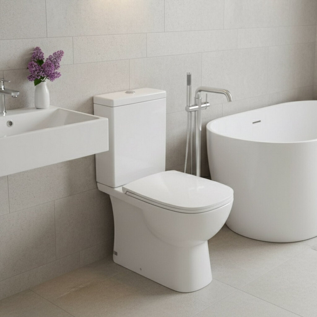 Унитаз напольный Sanita luxe Quadro Slim 248460, с бачком и сиденьем, белый