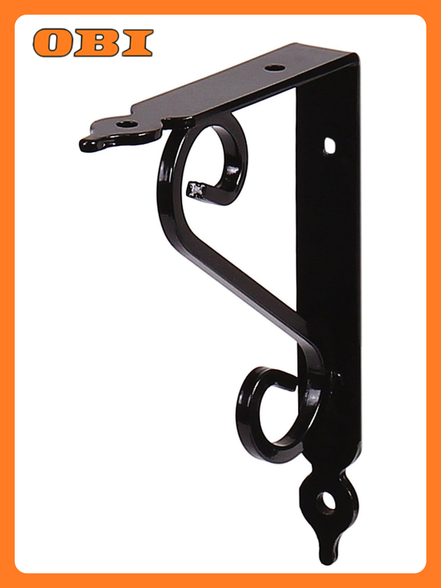 Кронштейн для полки Larvij "Мадрид", сталь, черный, 145х20х110мм