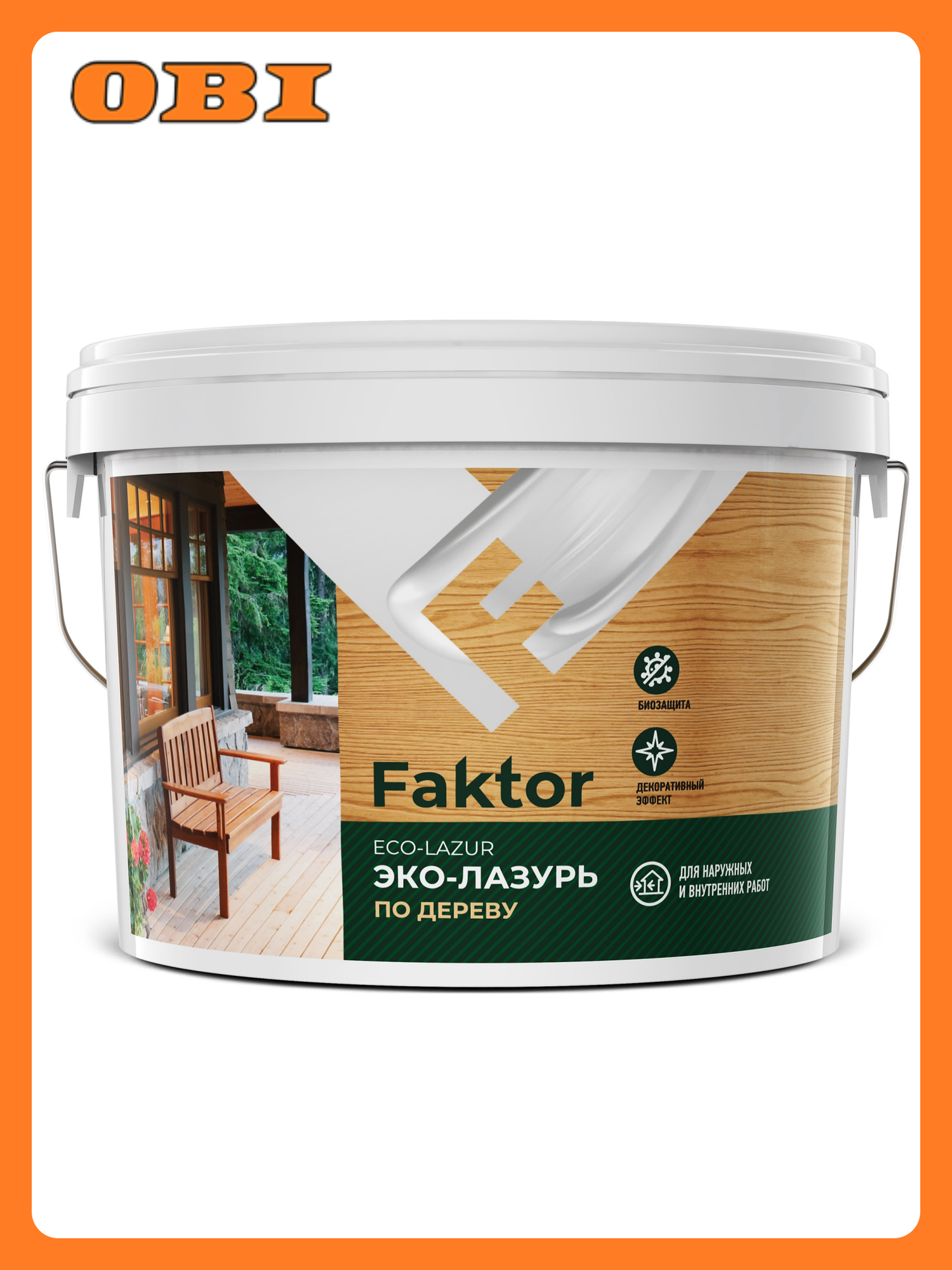 Эко-лазурь FAKTOR для древесины дуб, ведро 2,7 кг