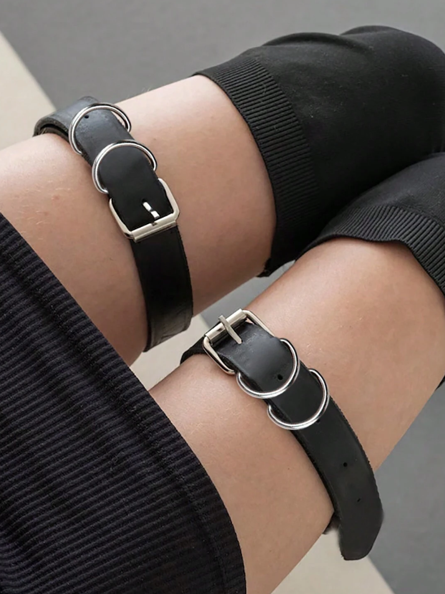 Гартеры портупеи женские на бедро, кожаные ремешки на ноги, черные подвязки из экокожи, 2 шт