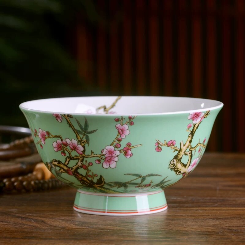 Керамическая посуда из Цзиндэчжэня: тарелка с узором «Цветущая слива», китайская домашняя посуда, фарфоровая миска для