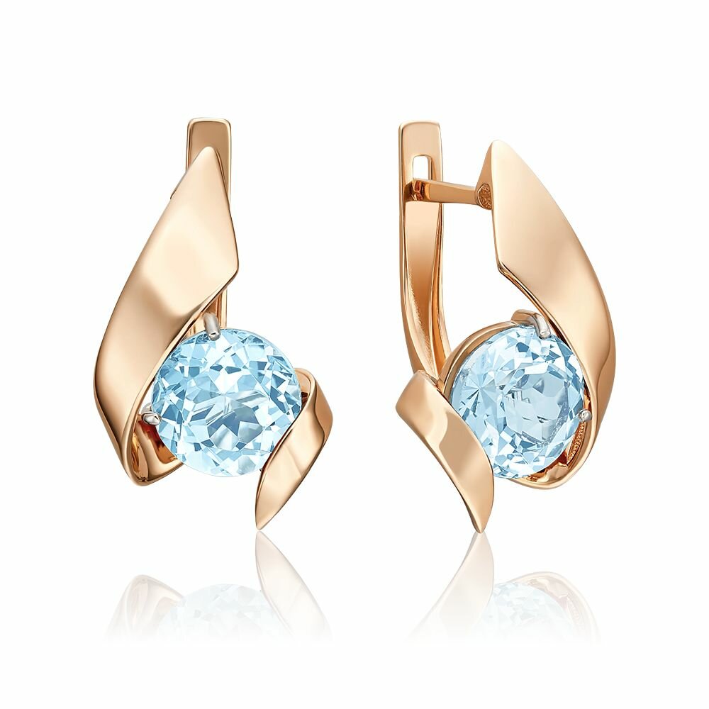 Серьги, красное золото, 585 проба, топаз