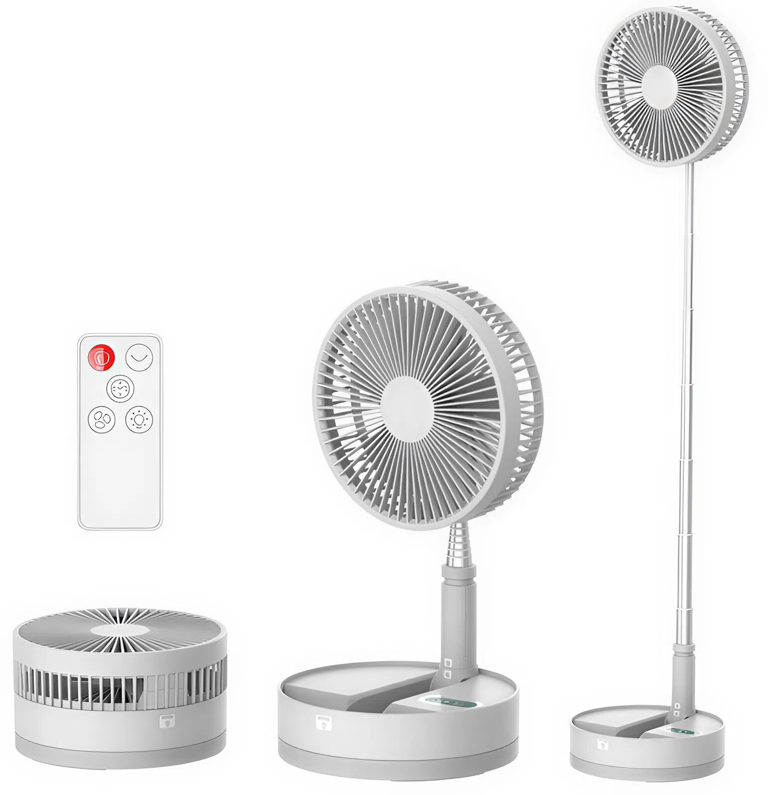 Вентилятор складной Folding Fan P10, портативный, с пультом ДУ, белый