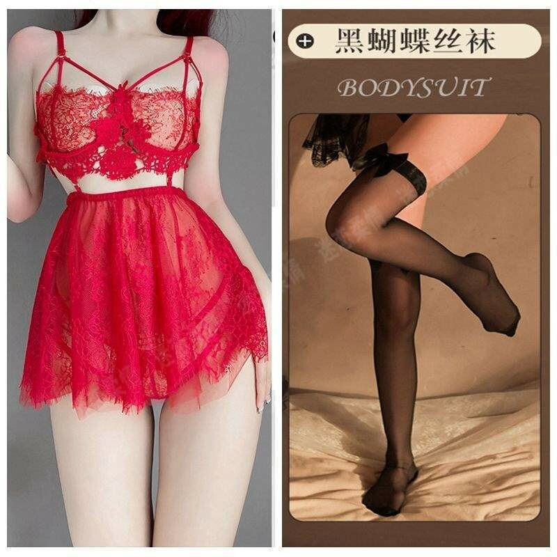 Сексуальное страстное облегающее ночное платье с вышивкой, ультракороткое, с открытым декольте, комплект нижнего белья с кружевной отделкой
