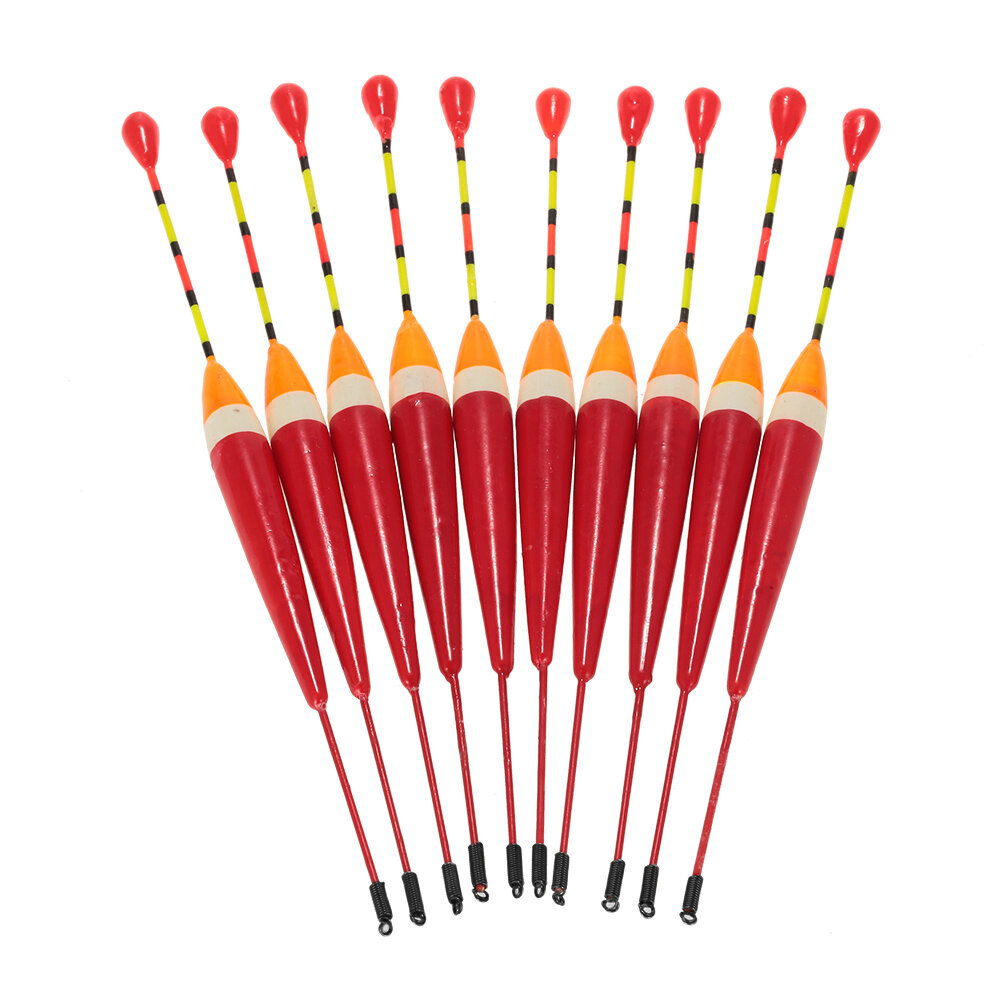 10шт Набор Плавающих Устройств для Рыбалки Плавающие Флоаты Рыбацкие Плавающие Индикаторы Клева Плавающие Буи, Красный, Пена (Тело) и Дерево (Ствол), Длина 16см, Размер Упаковки 18*14см, Вес Упаковки 17г