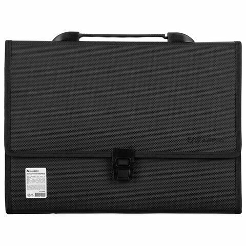 2 шт. Папка-портфель пластиковая BRAUBERG "дипломат", А4 (330х245х35 мм), 13 отделений, фактура бисер, черная, 226025