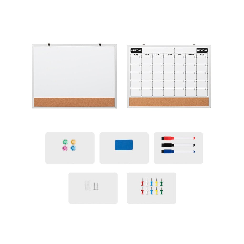 Настенный месячный график, двусторонняя пробковая доска, доска для письма-серебристый