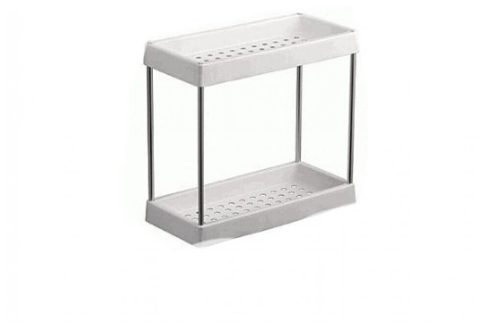 Полка LEDEME L 361-2, настенная, 2 уровня, пластик, белая/хромированная