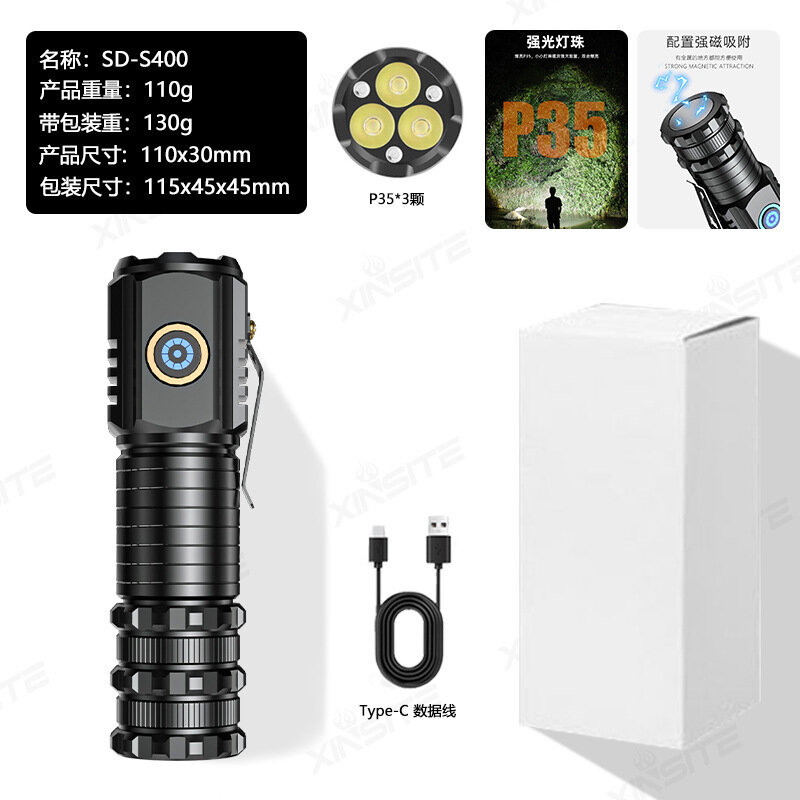 Популярный уличный мощный фонарик, ультра-яркая перезаряжаемая маленькая стальная пушка, многофункциональный зажим для