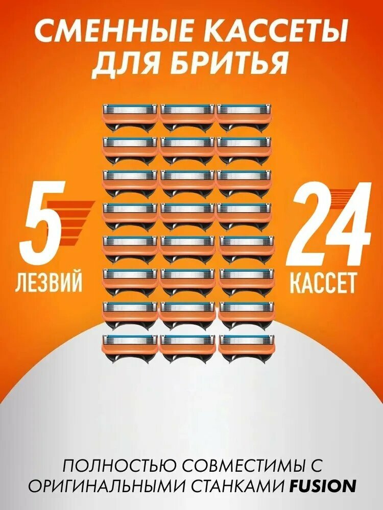 Сменные кассеты Men's Max 5 Ultra с триммером для бритвенных станков совместимы c популярными мужскими бритвами, 24 шт по 5 лезвий с триммером