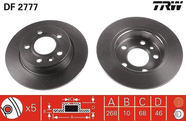 Диск тормозной задний VW SHARAN FORD SEAT TRW DF27