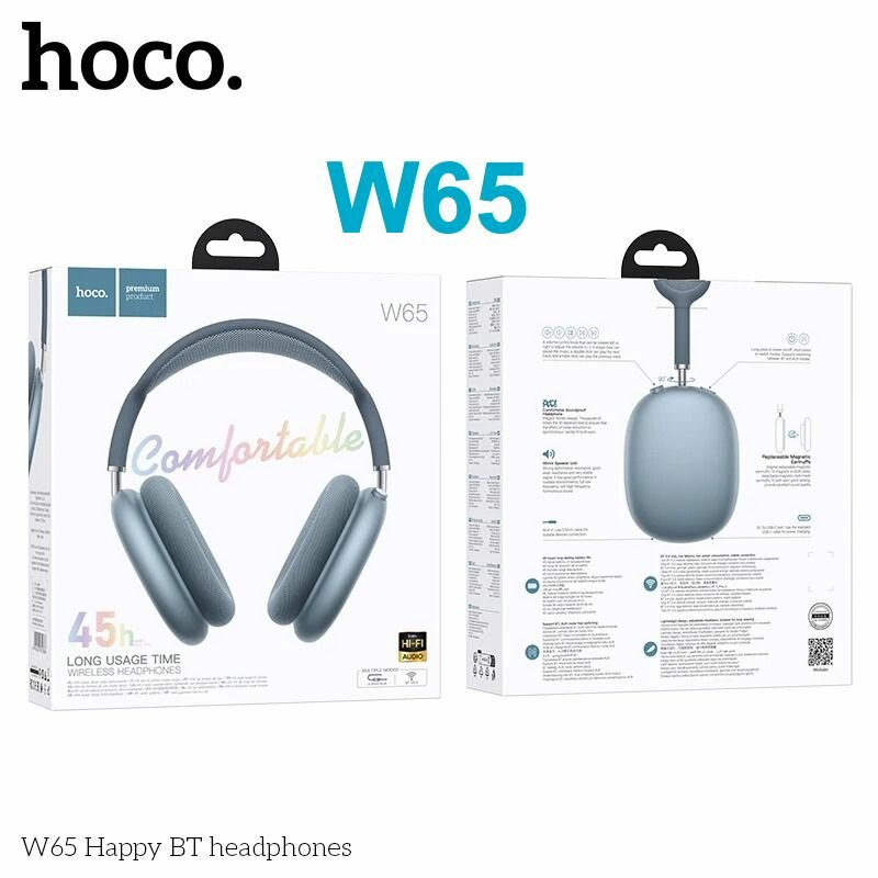 HOCO W65 Bluetooth 5.4 Над ухом Большие наушники Hifi