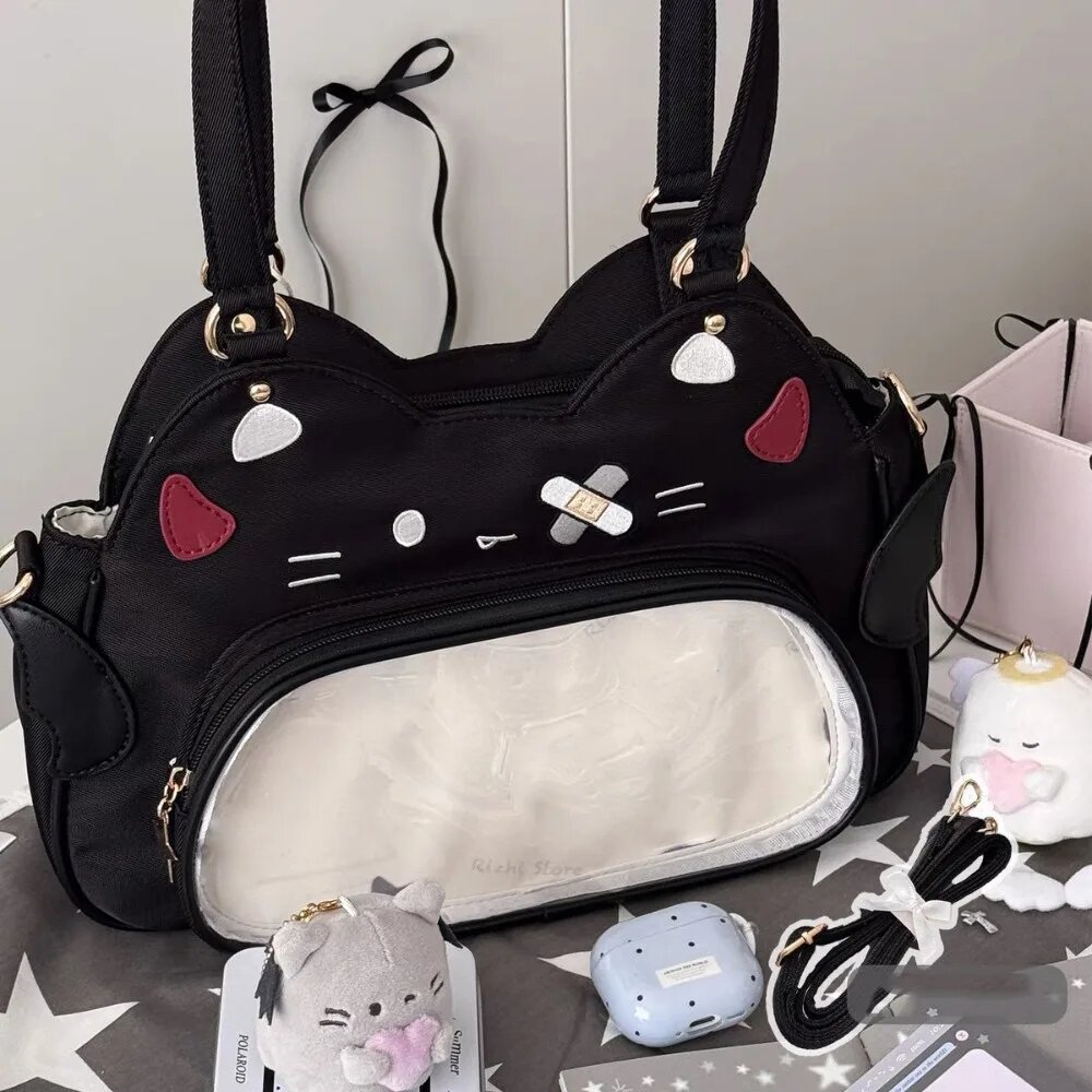 Черная сумка-кошелек Kawaii Cat Itabag