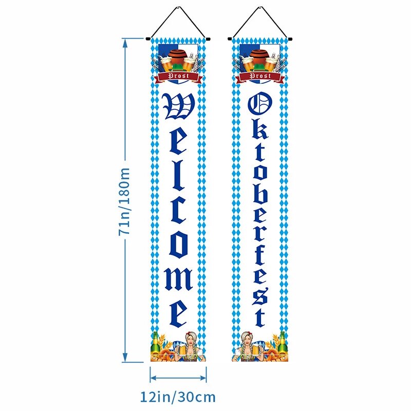 Сине-белый флаг Октоберфест из полиэстера QZ4PJN-DL-F02