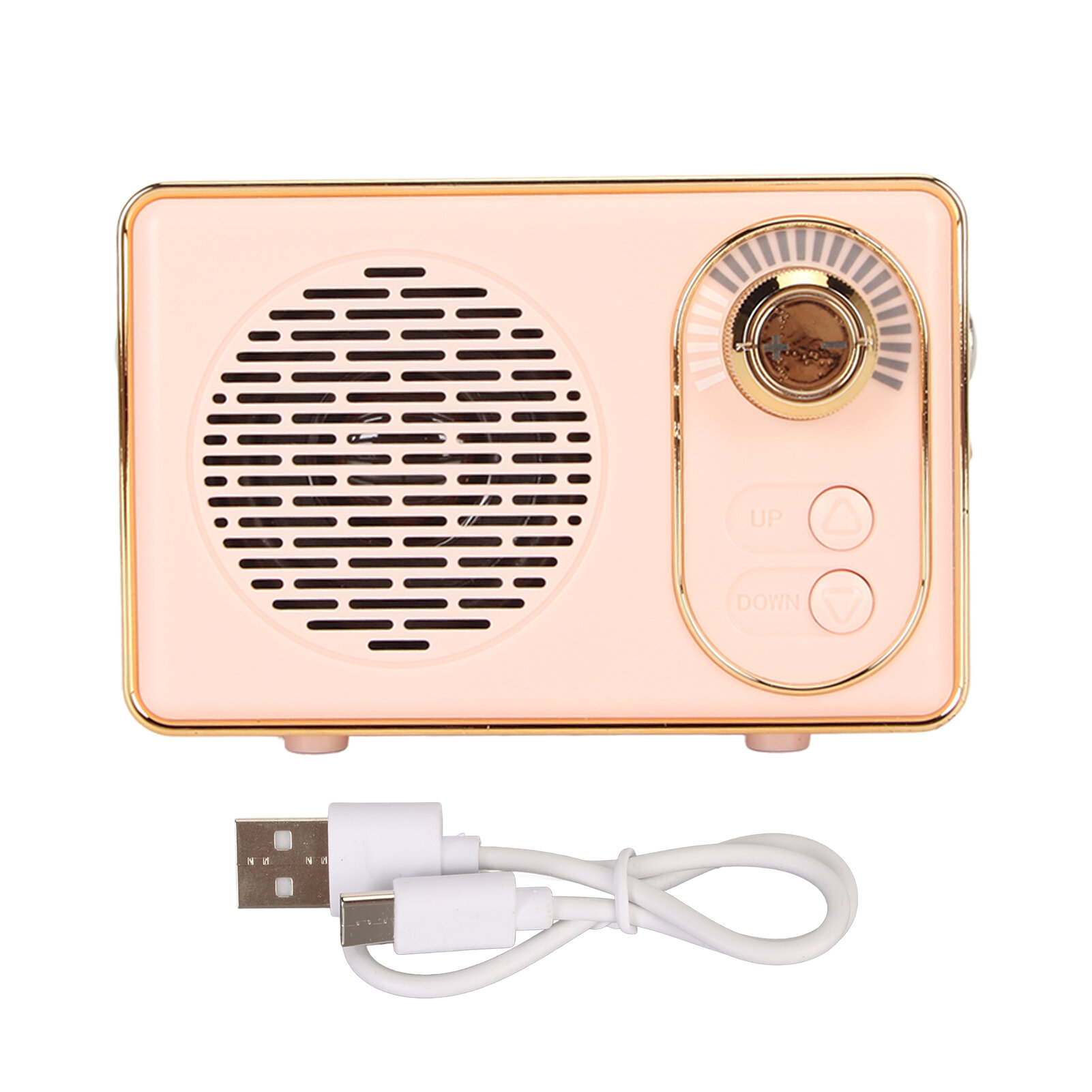Retro Bluetooth 5.0 Speaker Vintage Mini Bluetooth Speaker Memory Card AUX USB Rechargeable MP3 Player for Camping Party Gift Pink