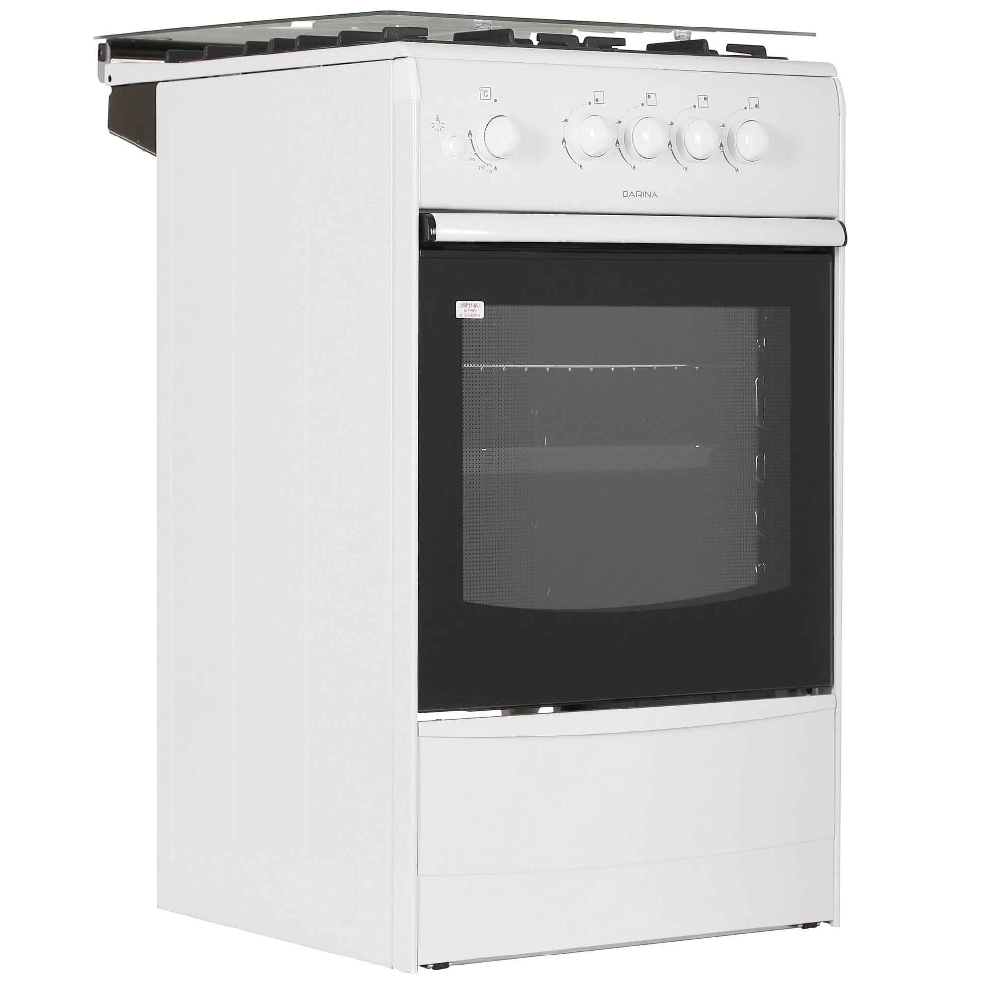 Газовая плита DARINA B1 3G07, 4 конфорки, с электроподжигом, газ-контроль, белая