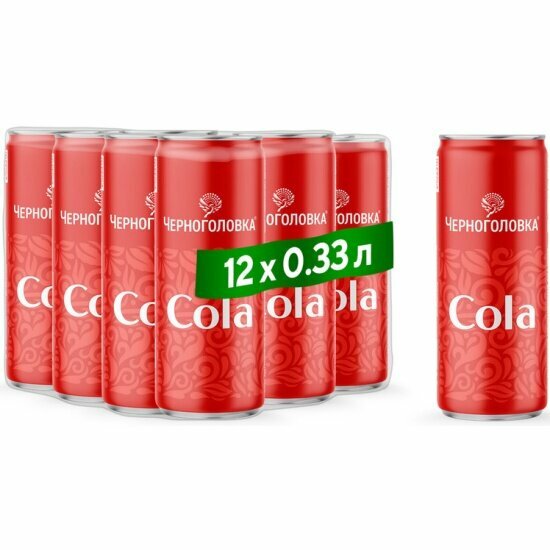 Лимонад Черноголовка "Кола" 0,33 л ж/б (12 штук в упаковке)