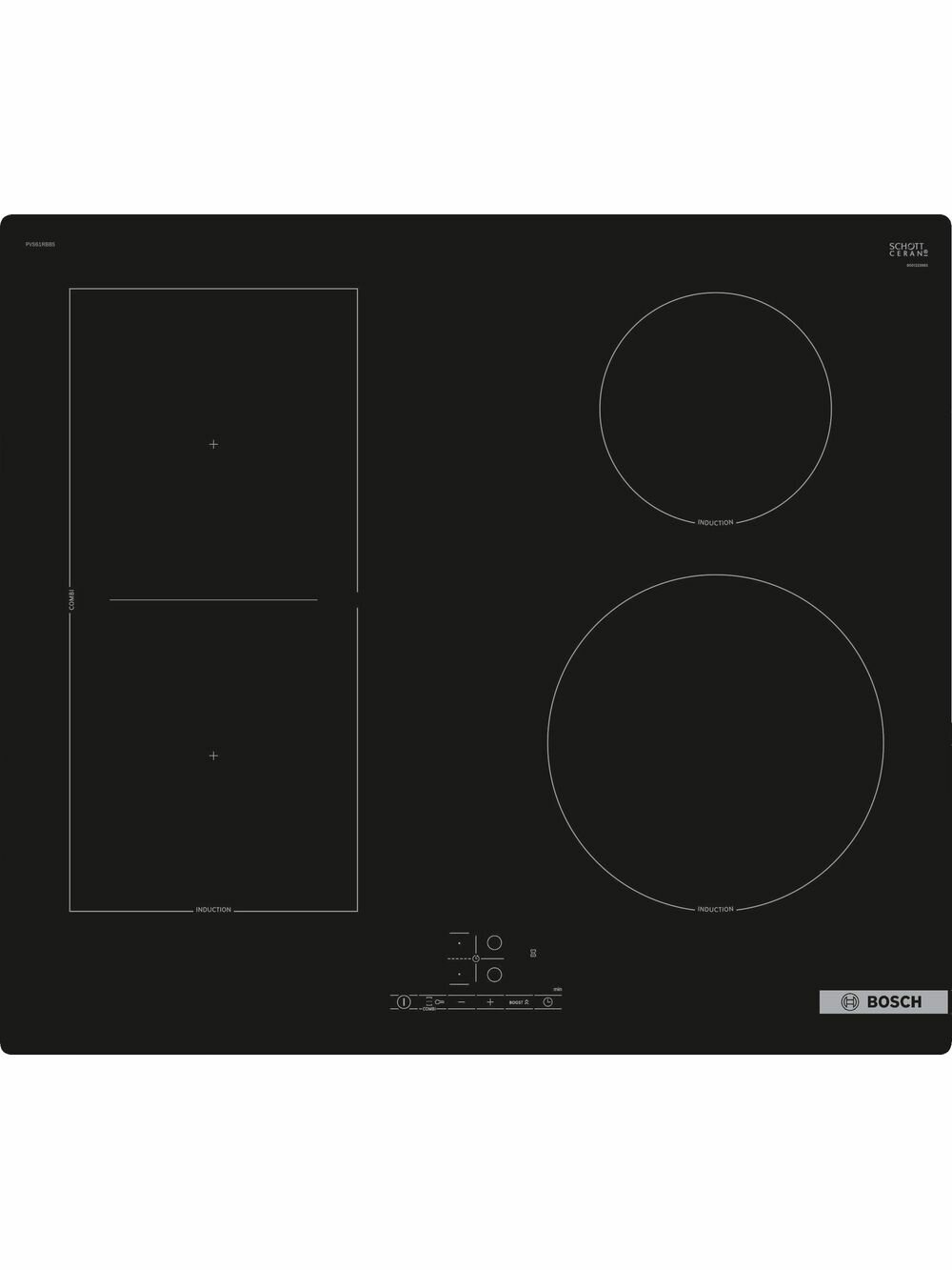 Встраиваемая индукционная панель BOSCH PVS61RBB5E Serie 4, официальная гарантия