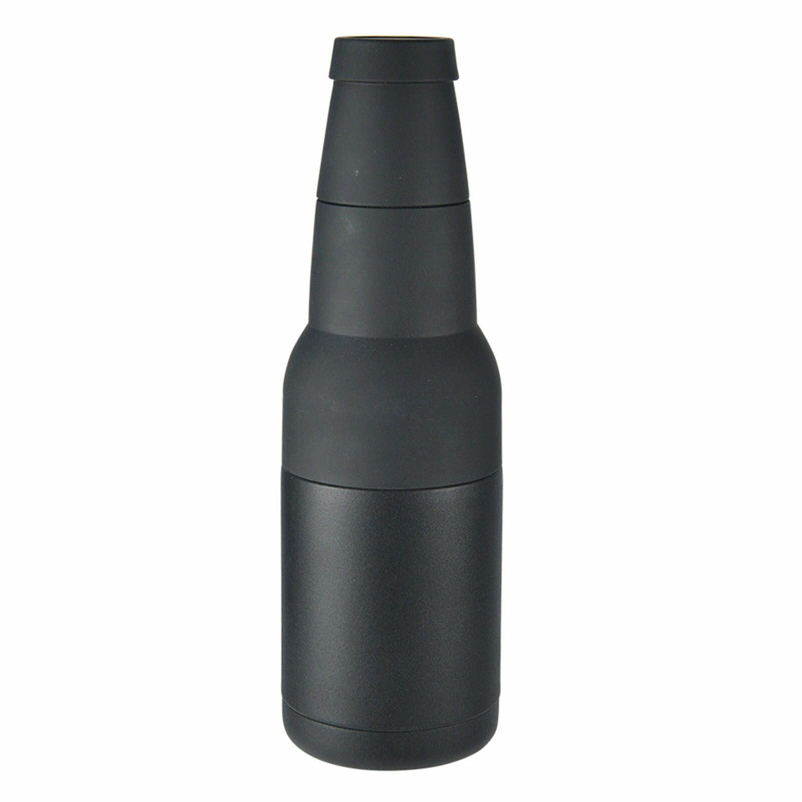 Изоляторы для пивных бутылок на 12 унций, охладитель для пива с двойными стенками из нержавеющей стали и открывалкой для пива, черный