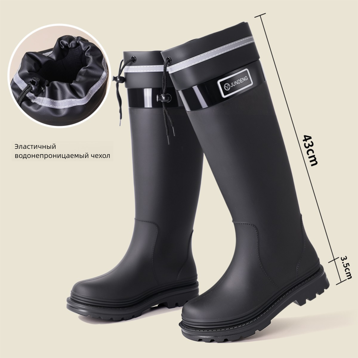 Полусапожки со шнурком, водонепроницаемые резиновые сапоги, очень высокие женские сапоги для взрослых, модные новые нескользящие длинные резиновые сапоги