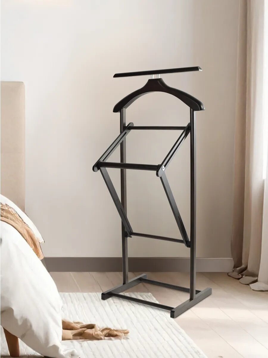 Вешалка костюмная складная В 21Н напольная, деревянная, цвет венге