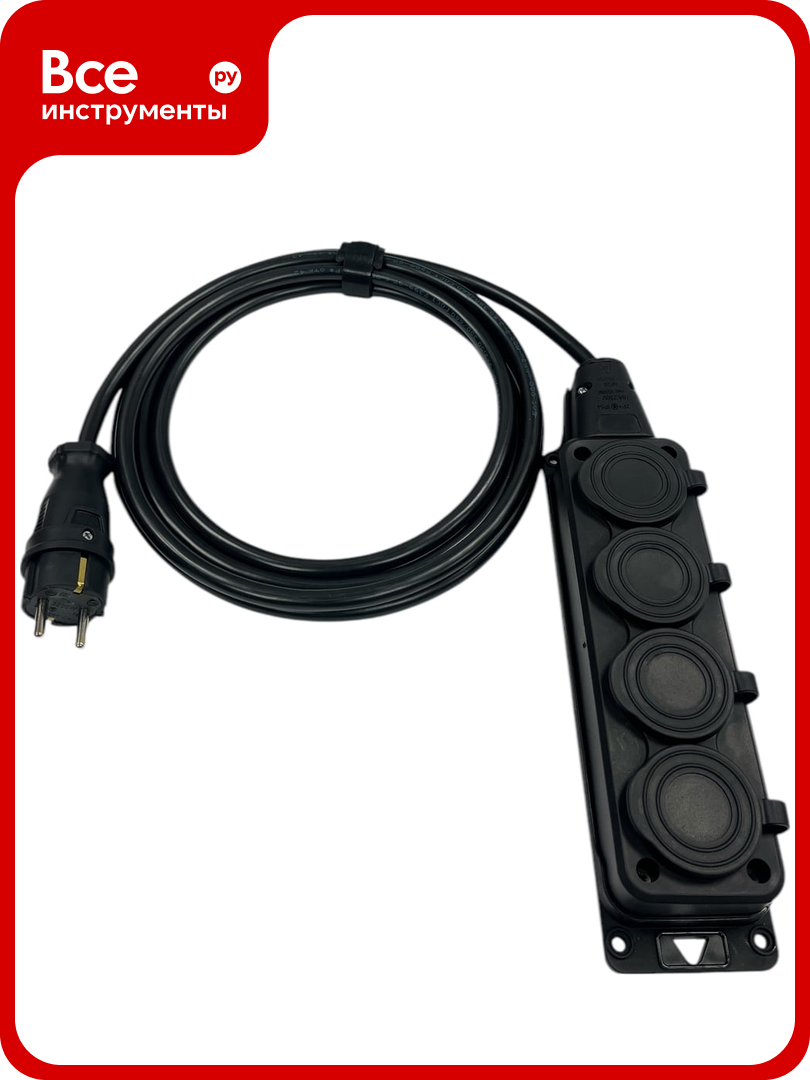 Удлинитель, SU, силовой iTOK тип SU, серии iCONNECT COLOR, с заземлением, КГтп-ХЛ, 3x1,5 мм, 4 гнезда, IP54, ГОСТ