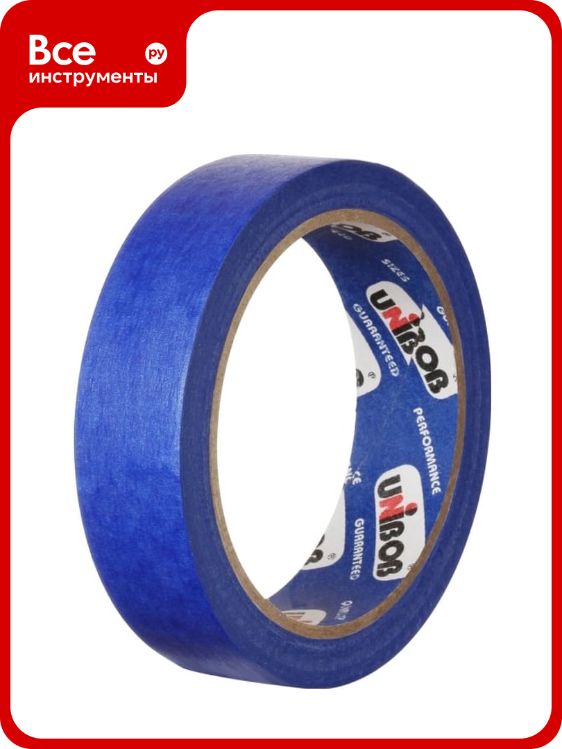 Малярная клейкая лента UNIBOB Профи 25 мм х 25 м для наружн. работ, синий 211734, синий