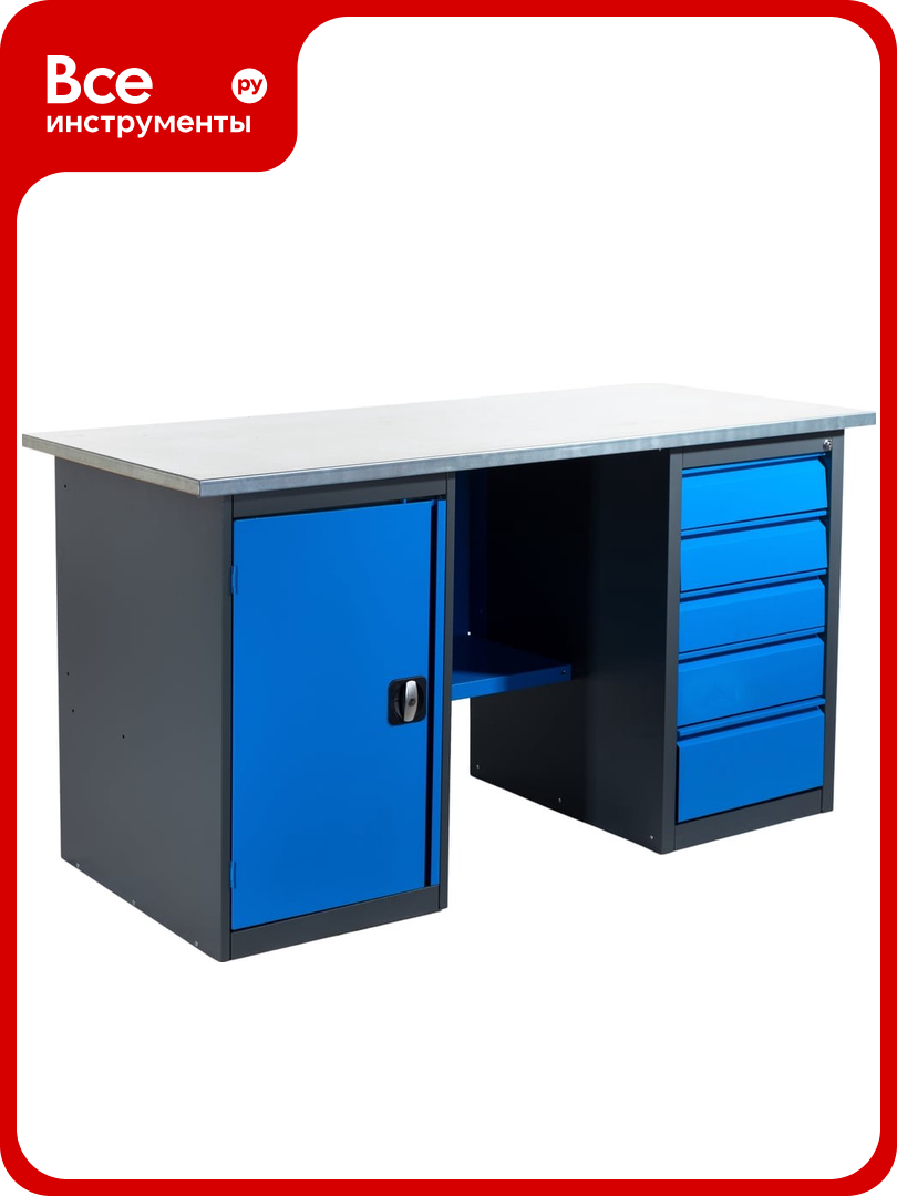 Верстак с драйвером и тумбой 1600х685х850 Gigant ВДТ(Россия), нагрузка 300кг, столешница 25мм МДФ, G-ВДТ-1.6, Прочная