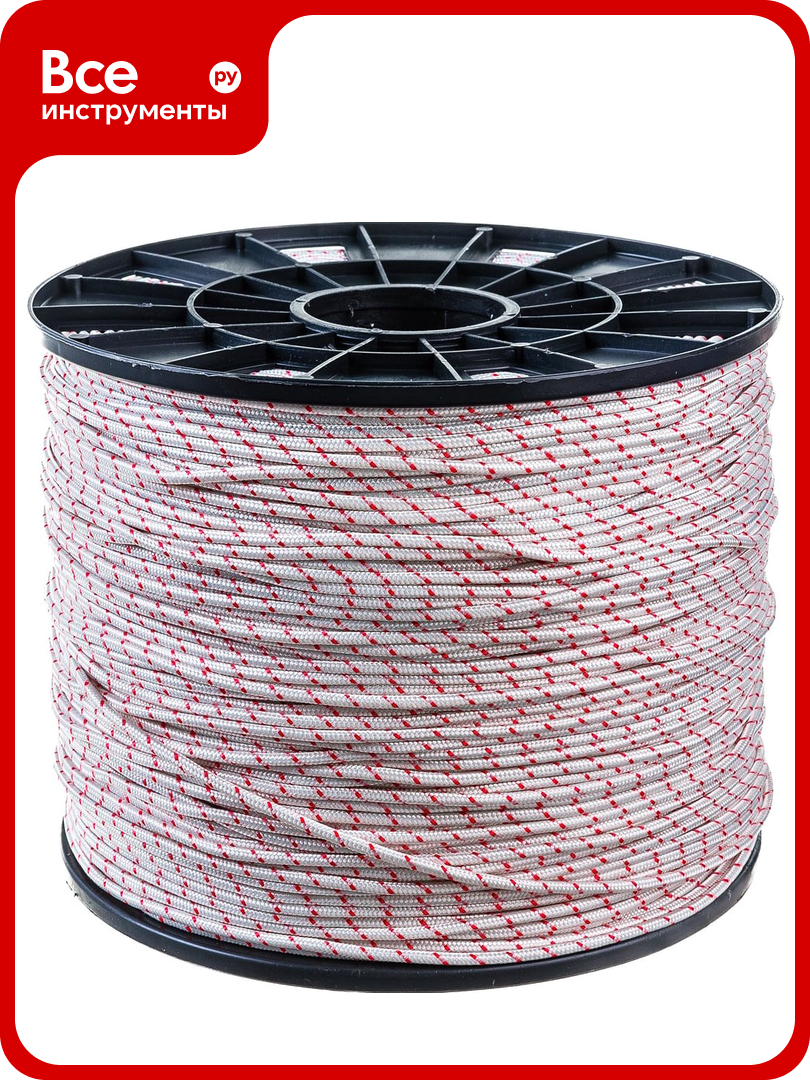 Полиамидная капроновая веревка, 16-прядная, катушка, 4мм х 500м Эбис, для оснастки речных и морских судов