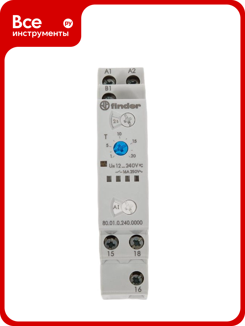 Модульное многофункциональное реле времени Finder функц: Ai, Di, sW, be, ce, De, 1 CO конт, 240 В