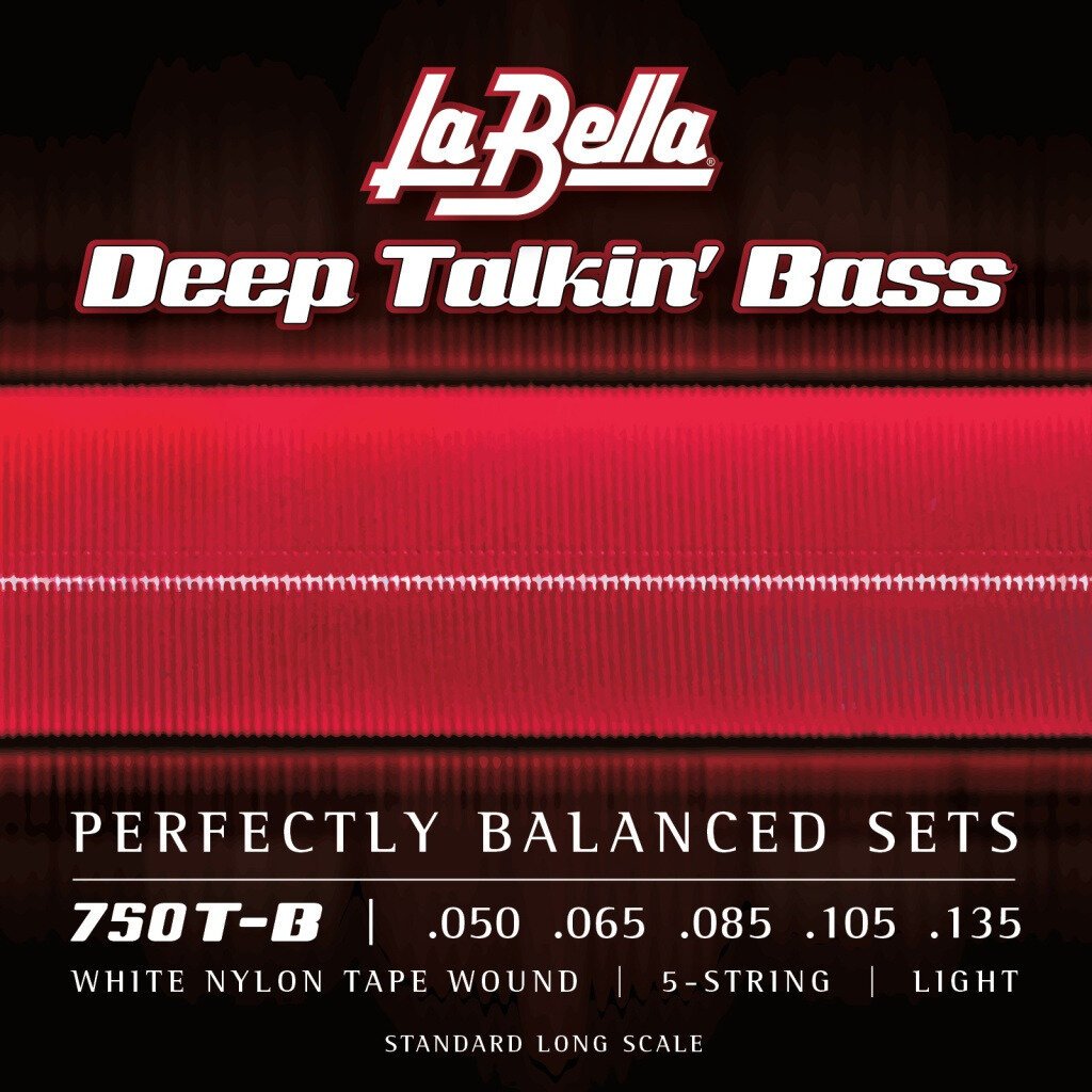 Струны для 5-ти струнной бас гитары La Bella 750T-B Deep Talkin' Bass White Nylon Tape Wound Light