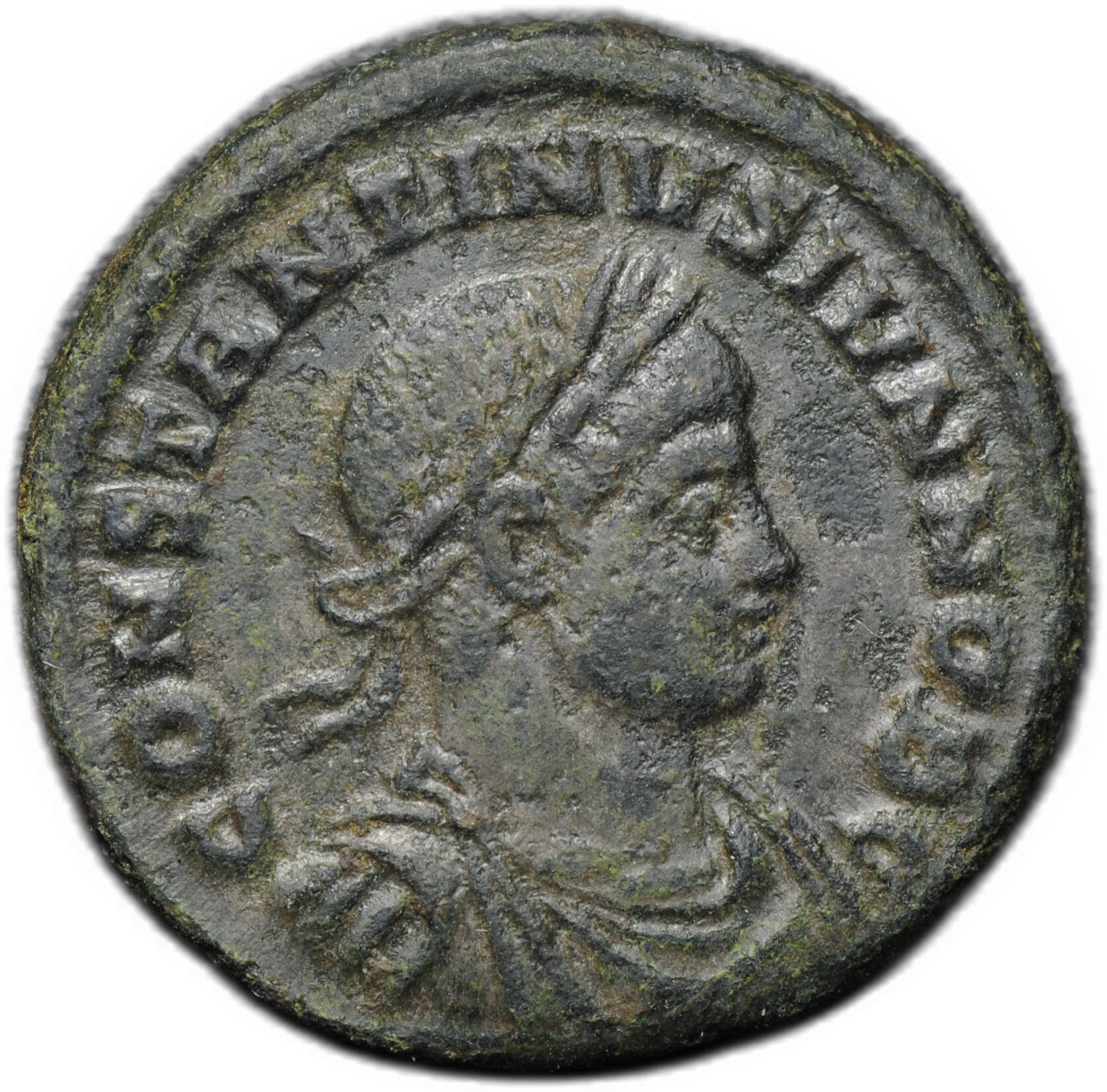 Монета Фоллис 324-325 Константин II, цезарь Виктория с трофеями над пленником Римская Империя